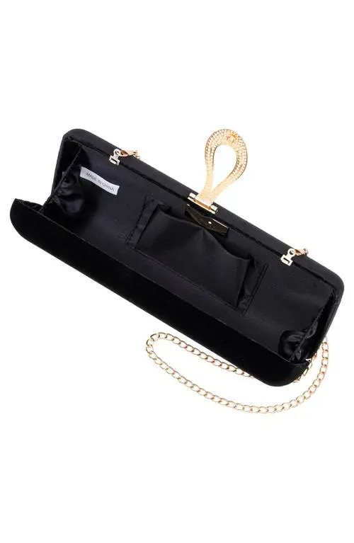 Nina Rumi Velvet Clutch With Crystal Embellished Hardware