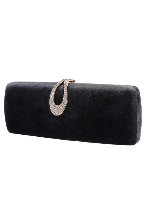 Nina Rumi Velvet Clutch With Crystal Embellished Hardware