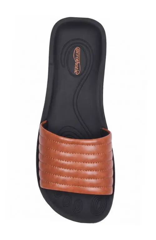 AEROTHOTIC Maeve Quilted Slide Sandal - Tan