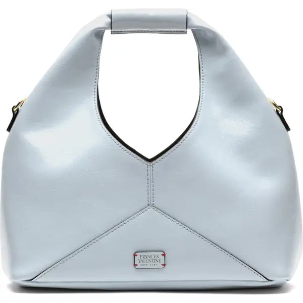FRANCES VALENTINE Crescent Crinkled Leather Tote - Light Blue
