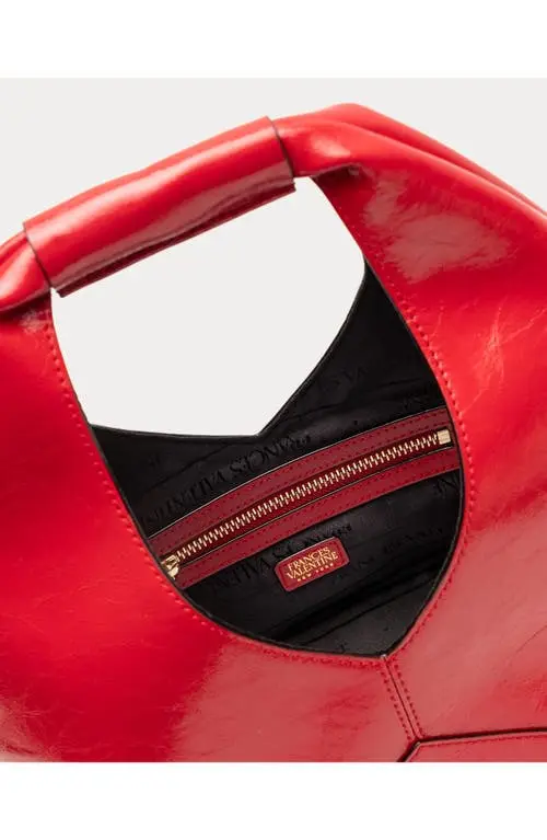 FRANCES VALENTINE Crescent Crinkled Leather Tote - Red