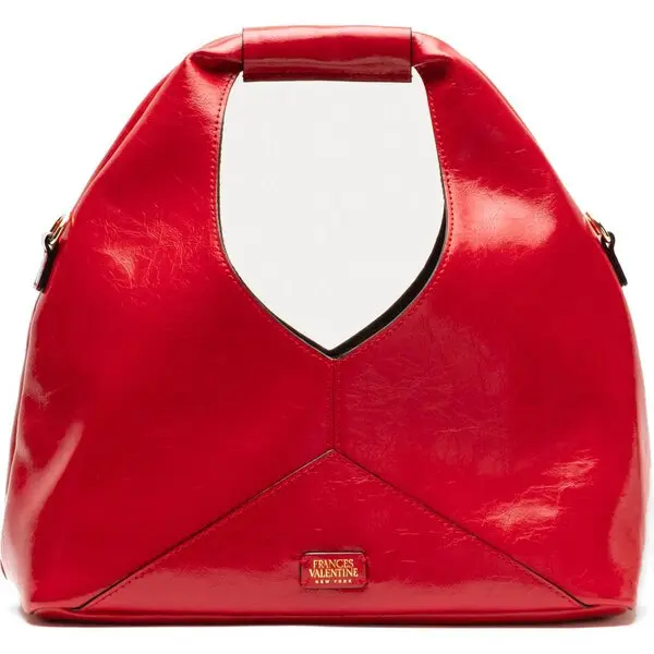 FRANCES VALENTINE Crescent Crinkled Leather Tote - Red
