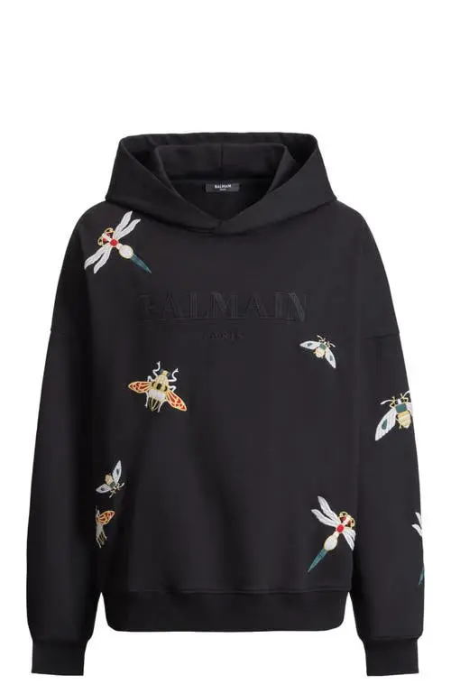 Balmain Embroidered Insect Hoodie