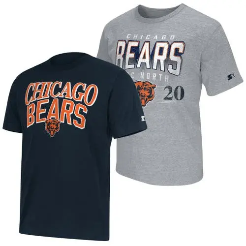 STARTER Gray Chicago Bears Two-pack Logo T-shirt Set - Navy