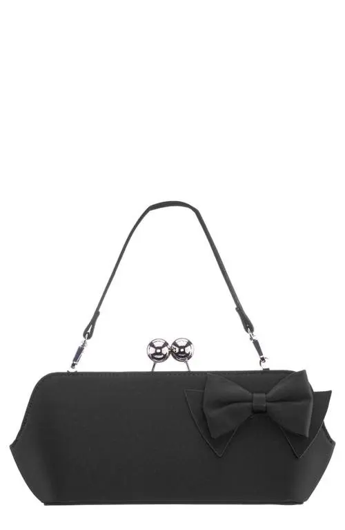 Nina Kenji Bow Satin Clutch - Black