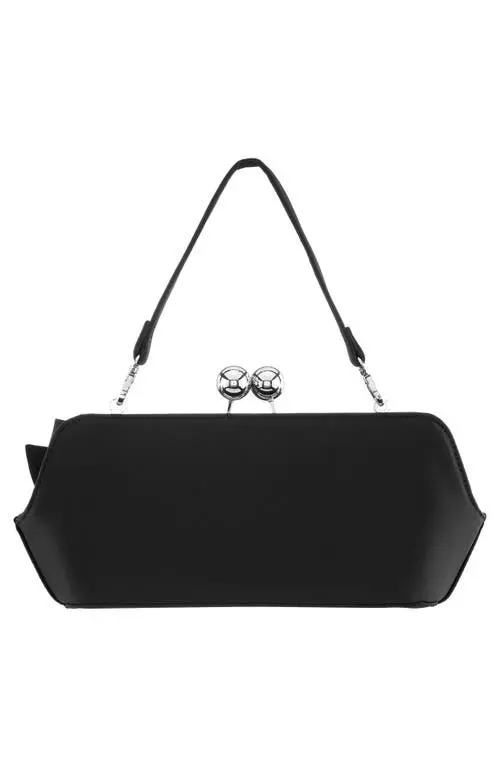 Nina Kenji Bow Satin Clutch - Black