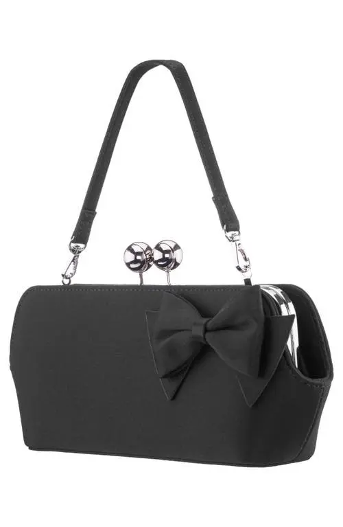 Nina Kenji Bow Satin Clutch - Black