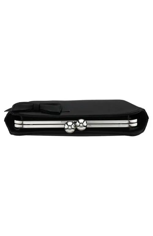 Nina Kenji Bow Satin Clutch - Black