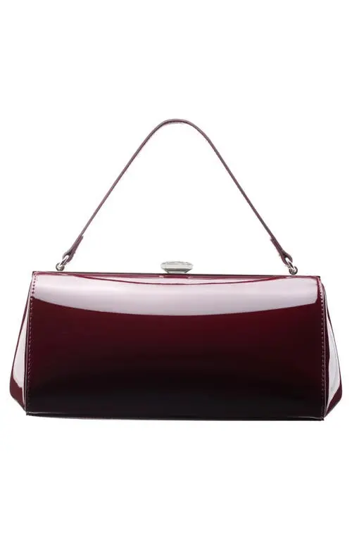 Nina Delsie-p Faux Patent Leather Frame Clutch - Bordeaux