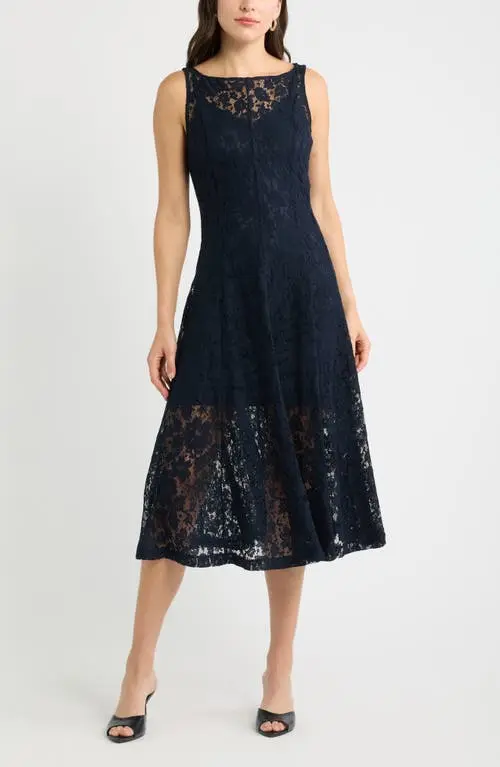 Chelsea28 Sleeveless Fit & Flare Lace Midi Dress
