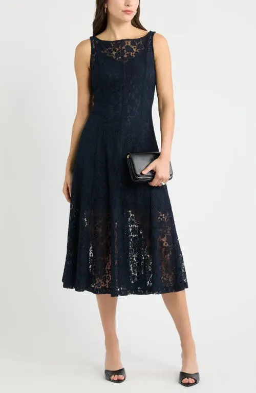 Chelsea28 Sleeveless Fit & Flare Lace Midi Dress