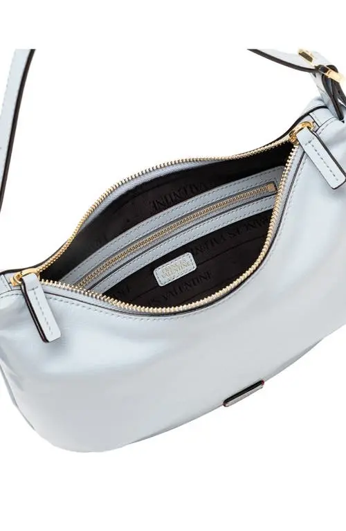 FRANCES VALENTINE Starr Crinkled Leather Hobo Bag - Light Blue