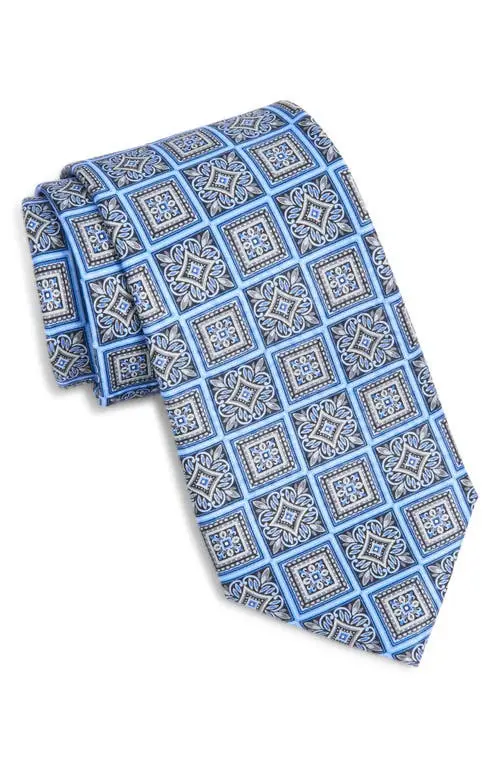 Nordstrom Silk Geometric Neck Tie - Lt Blue