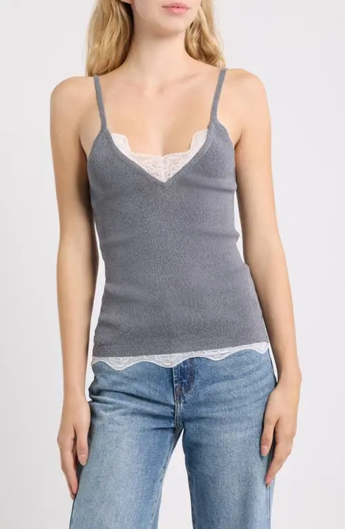 Deluc Television Lace Trim Camisole - Grey