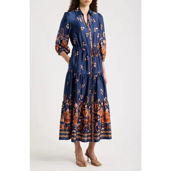 Julia Jordan Printed Tiered Shirt Dress