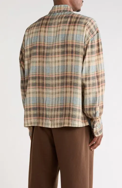 PACSUN Cody Plaid Flannel Button-up Shirt - Beige/grey Multi