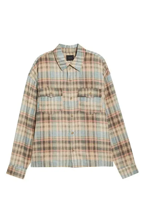 PACSUN Cody Plaid Flannel Button-up Shirt - Beige/grey Multi