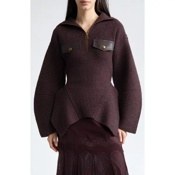 Zimmermann Valiant Utility Sweater With Faux-leather Accents - Chocolate