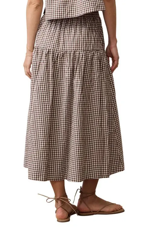 Marine Layer Gingham Pima Cotton Poplin Tiered Skirt