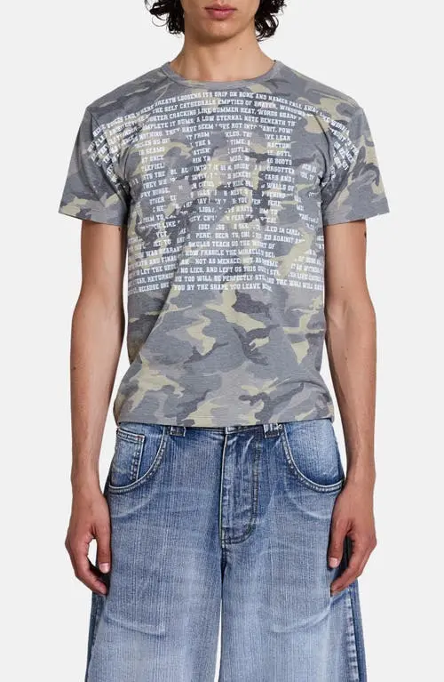 JADED LONDON Skull Text Print Graphic Ringer T-shirt