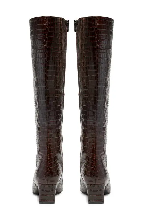 Clarks Edina Tall Leather Boot - Brown Leather
