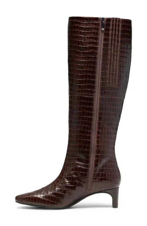 Clarks Edina Tall Leather Boot - Brown Leather