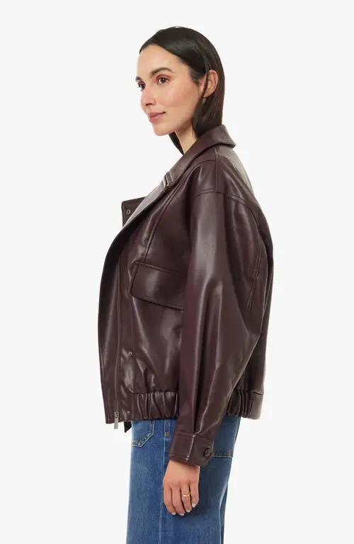 Habitual Faux Leather Funnel Neck Jacket