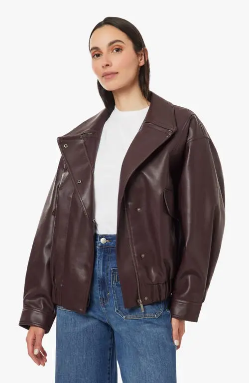 Habitual Faux Leather Funnel Neck Jacket