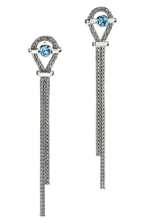 John Hardy Sterling Blue Topaz Drop Earrings - Silver