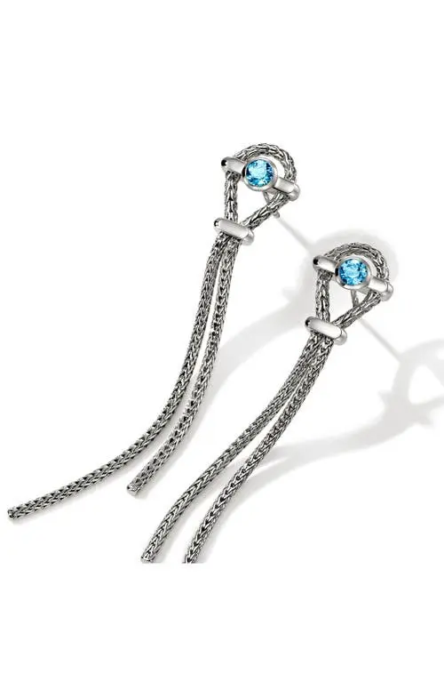 John Hardy Sterling And Blue Topaz Drop Earrings