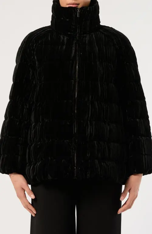Marina Rinaldi Quilted Velvet Zip-up Jacket