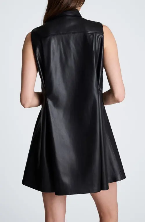 KENNETH COLE Faux Leather Sleeveless Shirt Dress