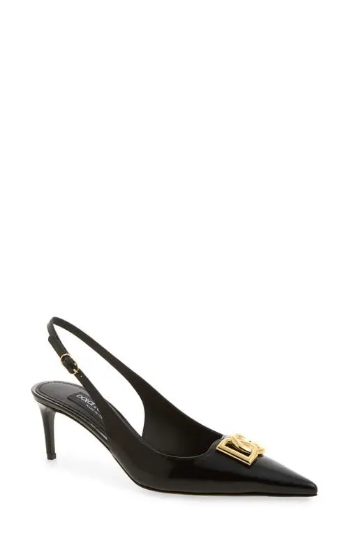 DOLCE&GABBANA BEAUTY Dg Logo Pointed Toe Slingback Pumps