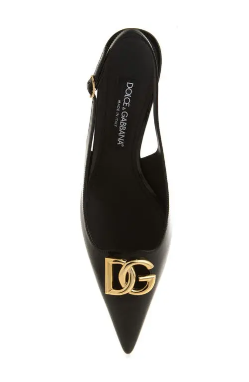 DOLCE&GABBANA BEAUTY Dg Logo Pointed Toe Slingback Pumps