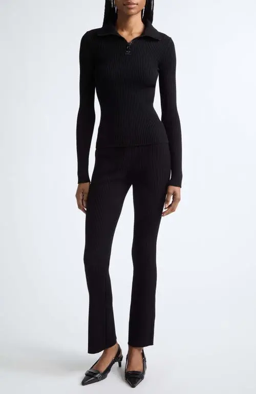 COURREGES Ribbed Flare Pants With Vinyl Trim - Black