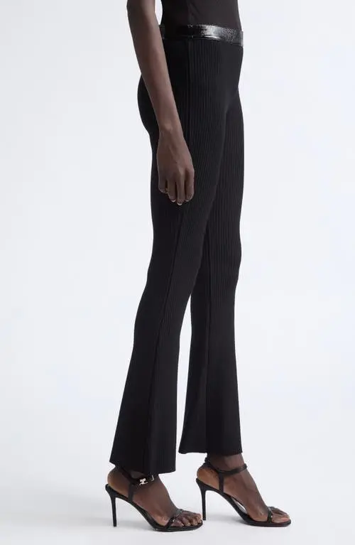 COURREGES Ribbed Flare Pants With Vinyl Trim - Black