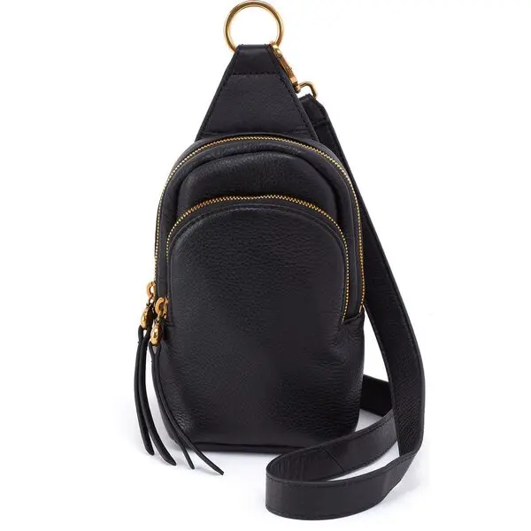 Hobo Fern Small Leather Sling Bag - Black