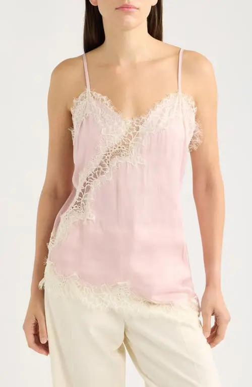 Deluc Sonic Lace Trim Asymmetric Tank - Pink