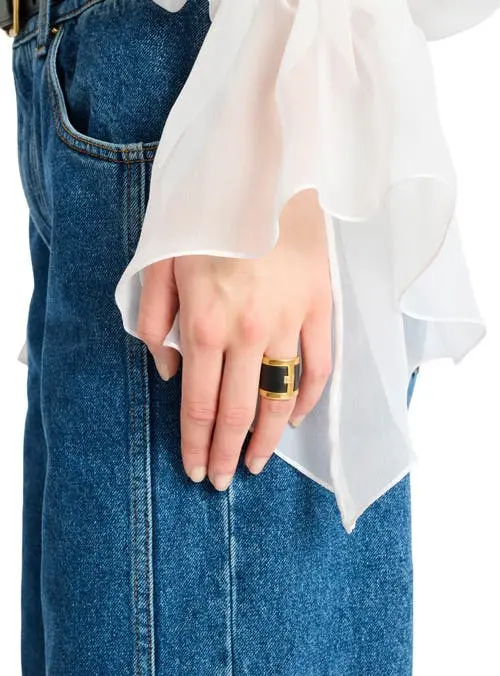 Balmain Anthem Ring In Brass And Resin