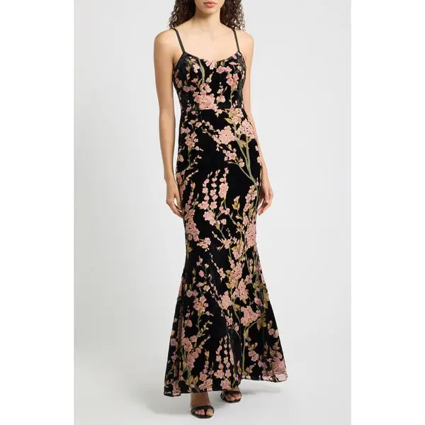 Dress The Population Giovanna Floral Cocktail Dress - Black Multi
