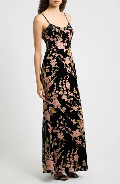 Dress The Population Giovanna Floral Mermaid Cocktail Dress - Black Multi