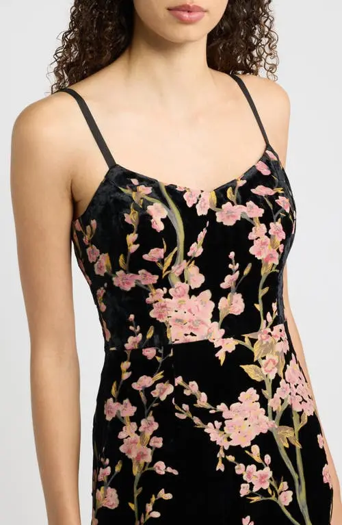 Dress The Population Giovanna Floral Mermaid Cocktail Dress - Black Multi