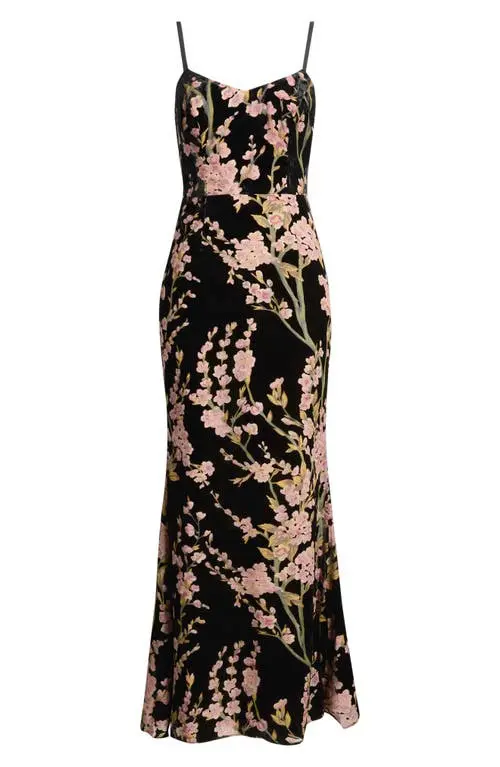 Dress The Population Giovanna Floral Mermaid Cocktail Dress - Black Multi