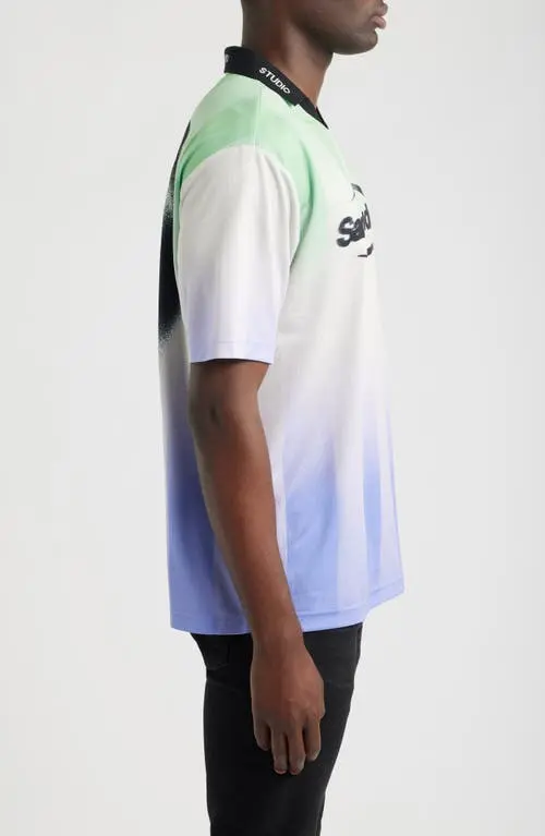 SANTO STUDIO Club Jersey Polo Shirt With Gradient Stripes