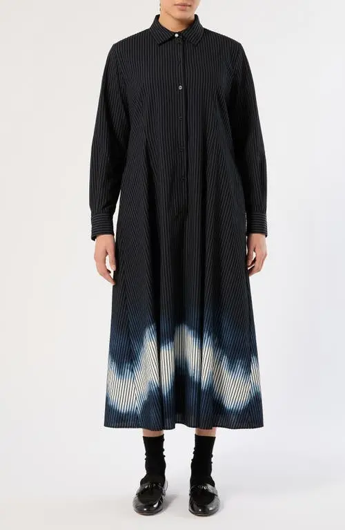 Marina Rinaldi Flock Pinstripe Shirtdress