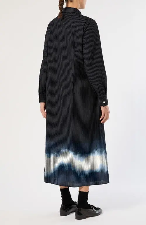 Marina Rinaldi Flock Pinstripe Shirtdress