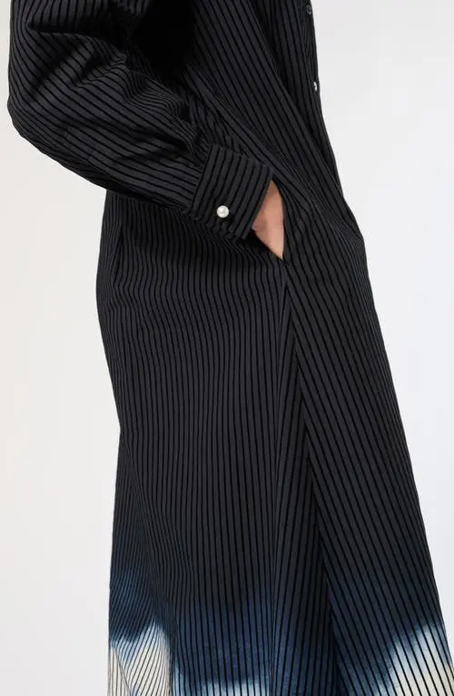 Marina Rinaldi Flock Pinstripe Shirtdress