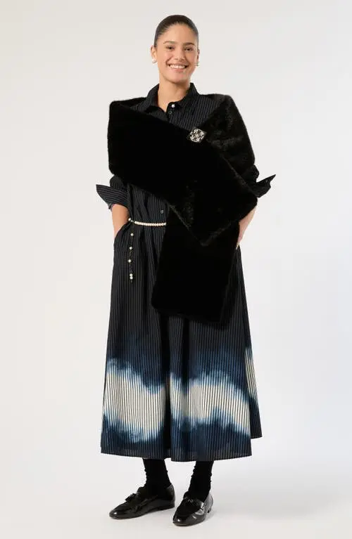 Marina Rinaldi Flock Pinstripe Shirtdress