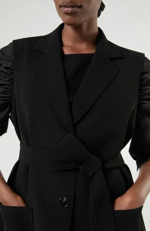 Marina Rinaldi Belted Vest With Notched Lapels