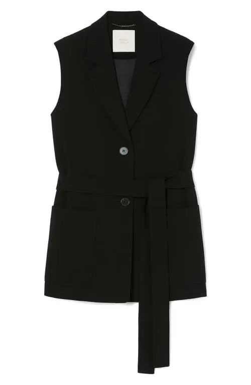 Marina Rinaldi Belted Vest With Notched Lapels